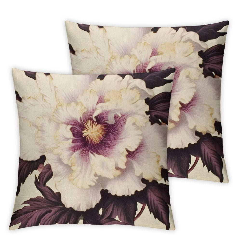 HENGT Peony Flower Throw Pillow Covers Red and White Floral Decorative ...