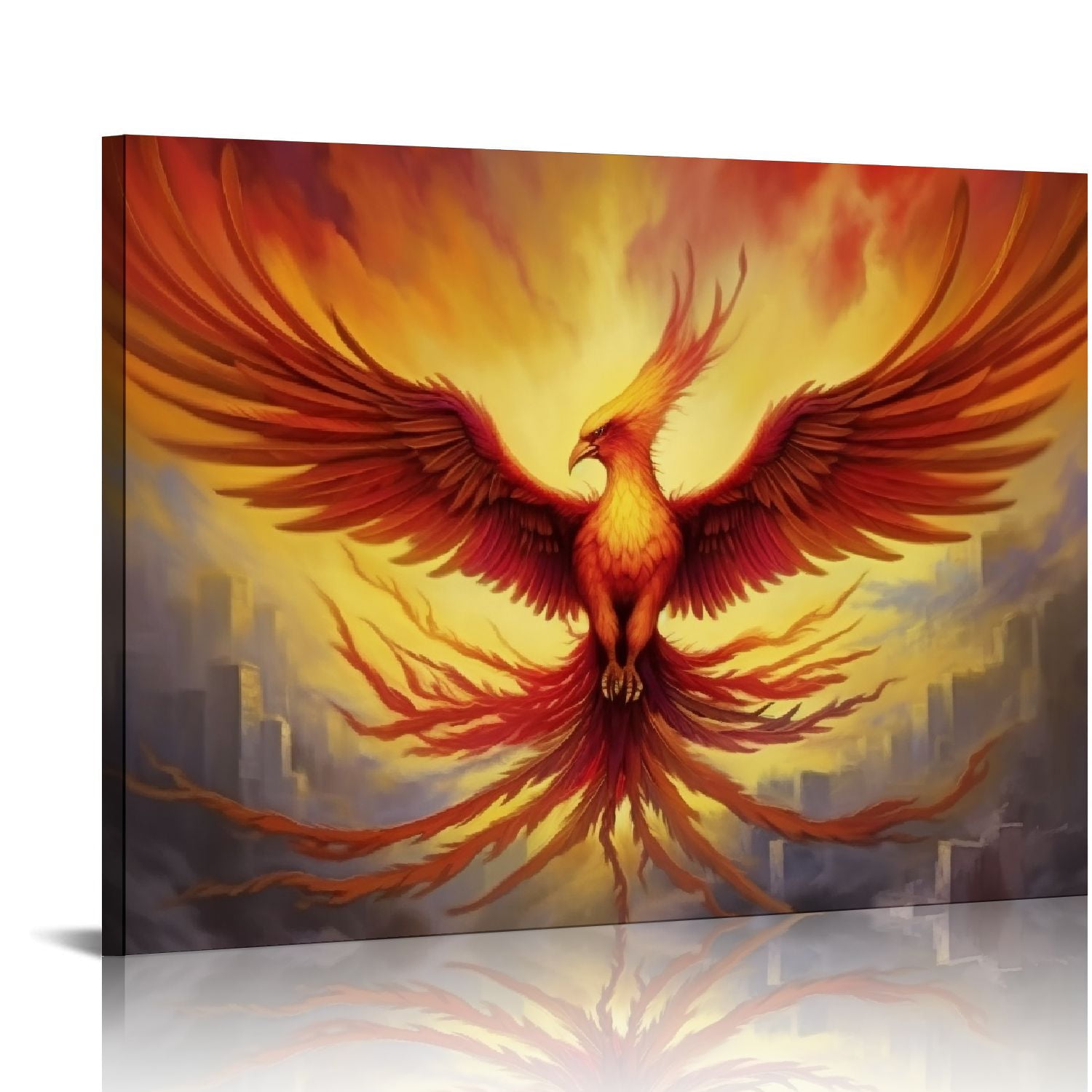 HENGT Phoenix Wall Art Phoenix Rising From the Ashes of Flame Canvas ...