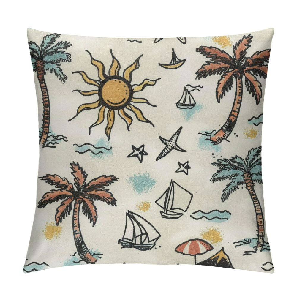 HENGT Pillow Bed Cover Summer Fruits Pineapples Beach Palm Tree Satin ...