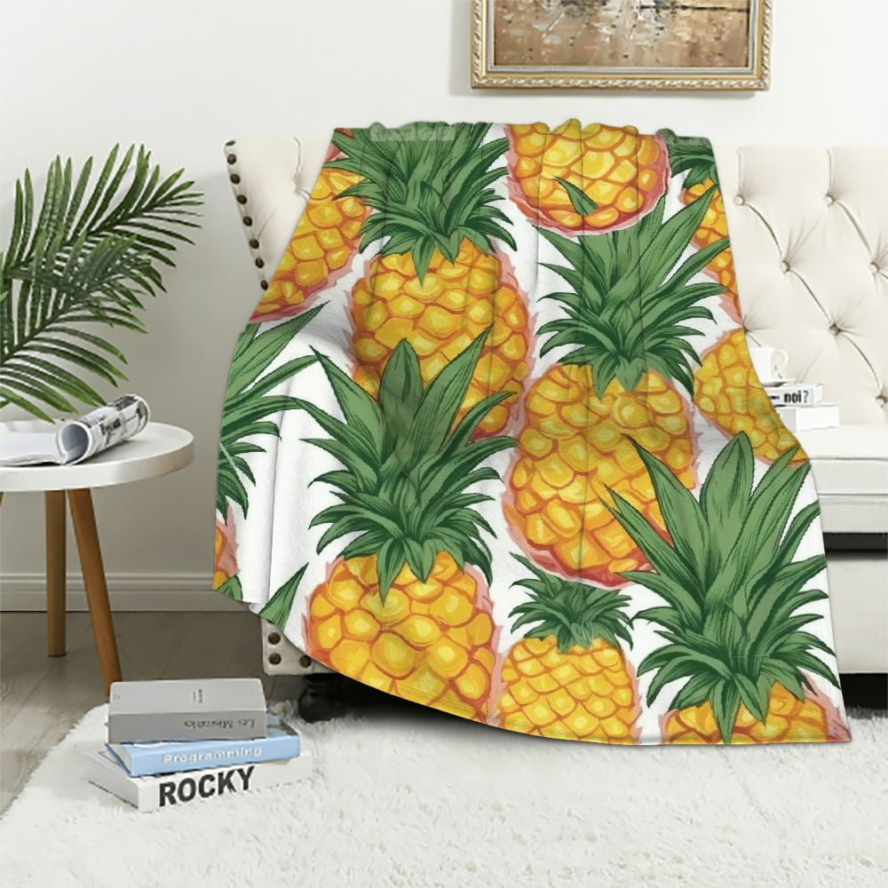 HENGT Pineapple Blanket for Girls - Flannel Blankets - Soft Fuzzy Plush ...