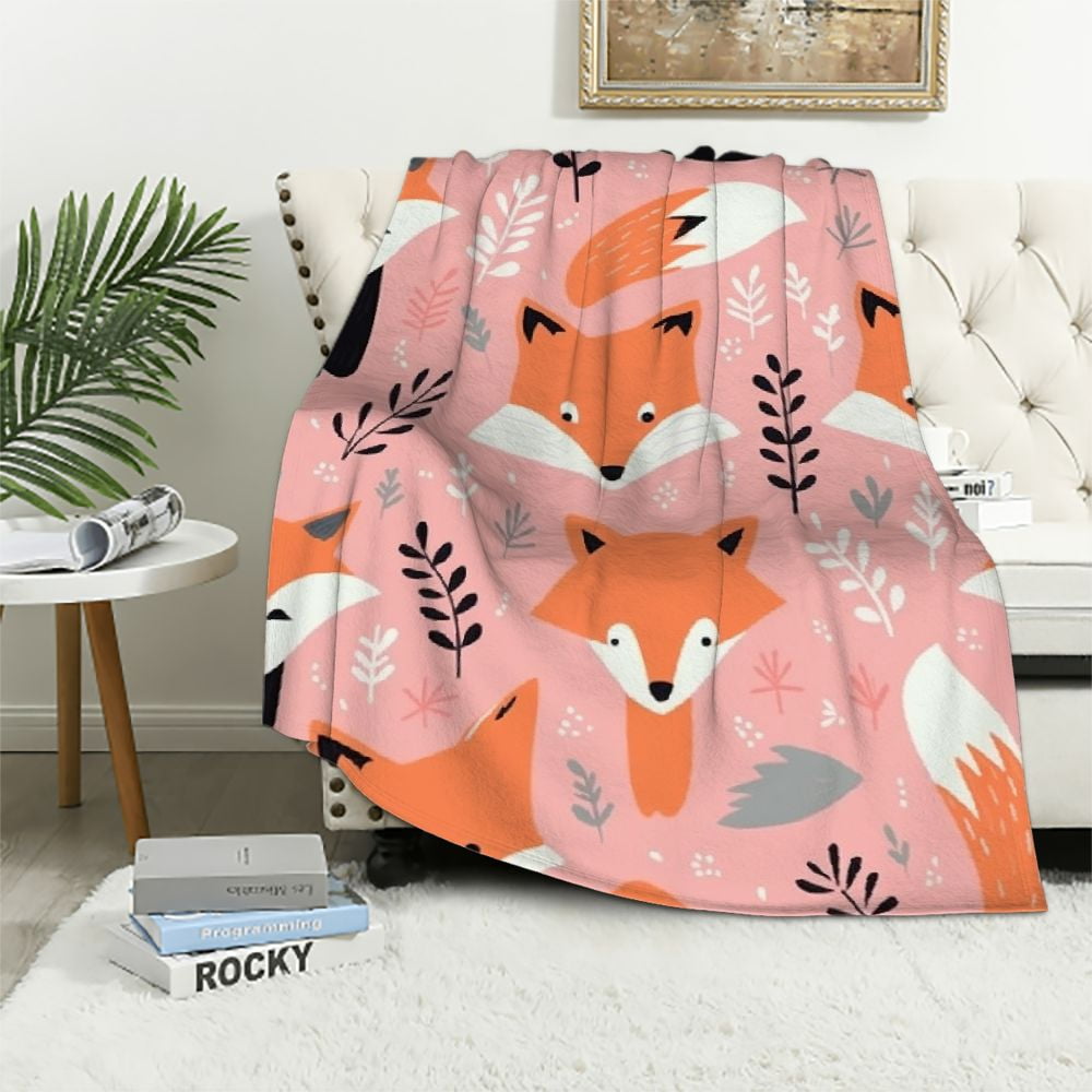 HENGT Pink Cute Fox Blanket Fox Gifts Throw Blanket for Women Fox ...