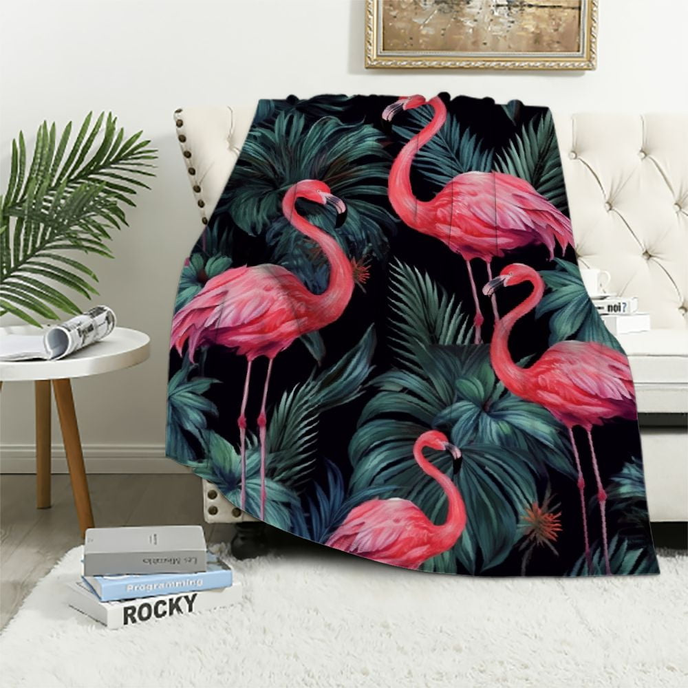HENGT Plush Pink Flamingo Flannel Blankets, Super Soft Lightweight ...