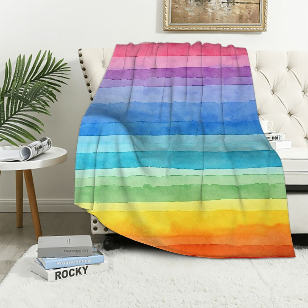 HENGT Rainbow Throw Blanket Gifts for Women Girls, Colorful Decor for ...