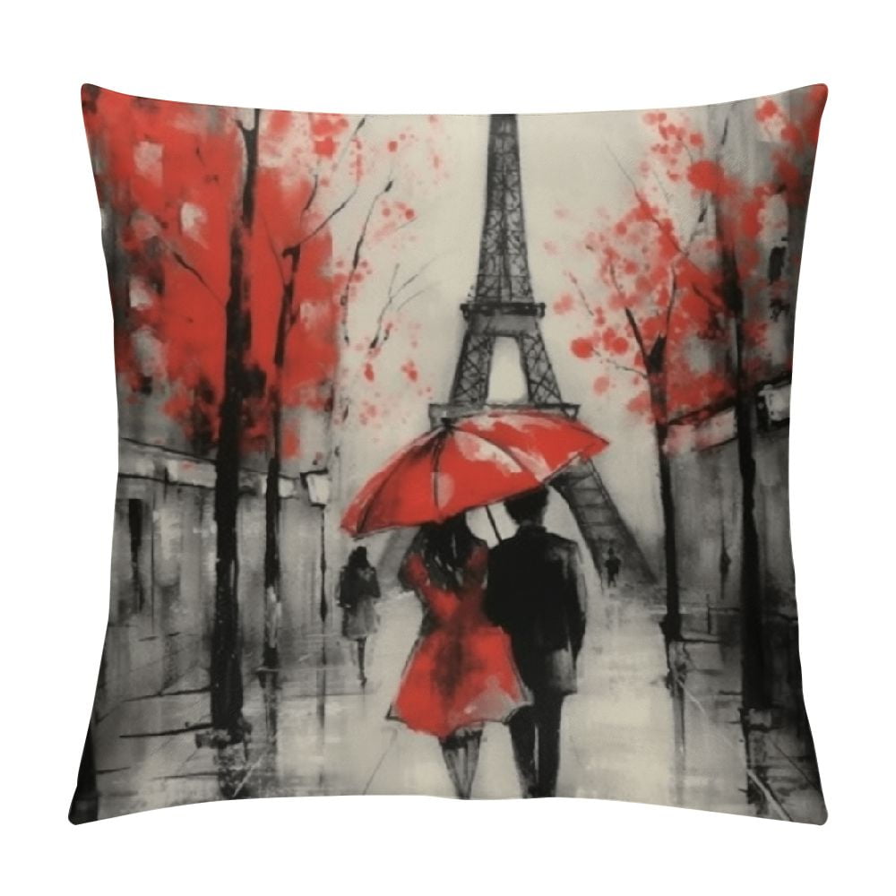 HENGT Red Black Throw Pillow Covers for Living Room Decorative Red Tree ...