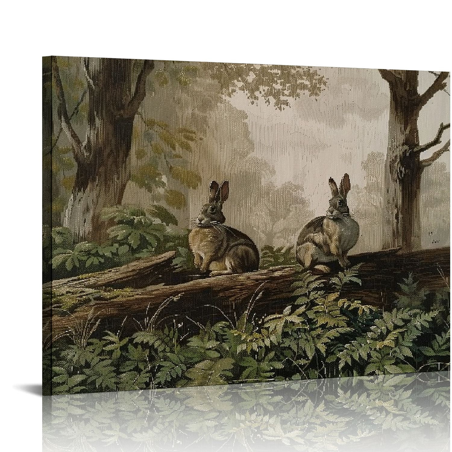 HENGT Rustic Farmhouse Wall Art Decor Rolled Canvas - Easter Day Bunny ...