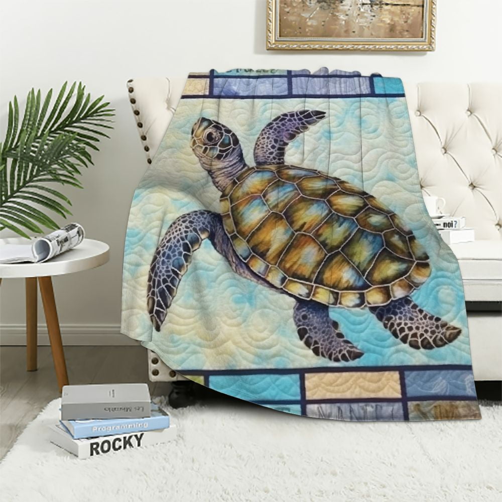 HENGT Sea Turtle Blanket Soft Cozy Beach Ocean Turtle Plush Throw ...