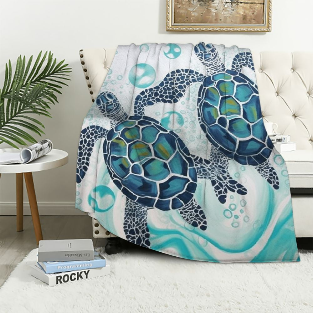 HENGT Sea Turtle Blanket Turtle Throw Blanket for Kids Girls Boys Aqua ...