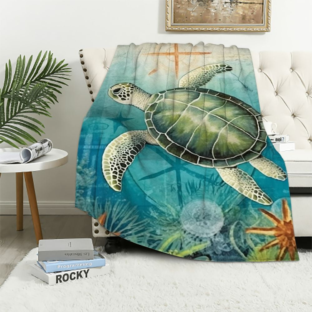 HENGT Sea Turtle Throw Blanket Gifts for Women Girls Kids, Vintage ...