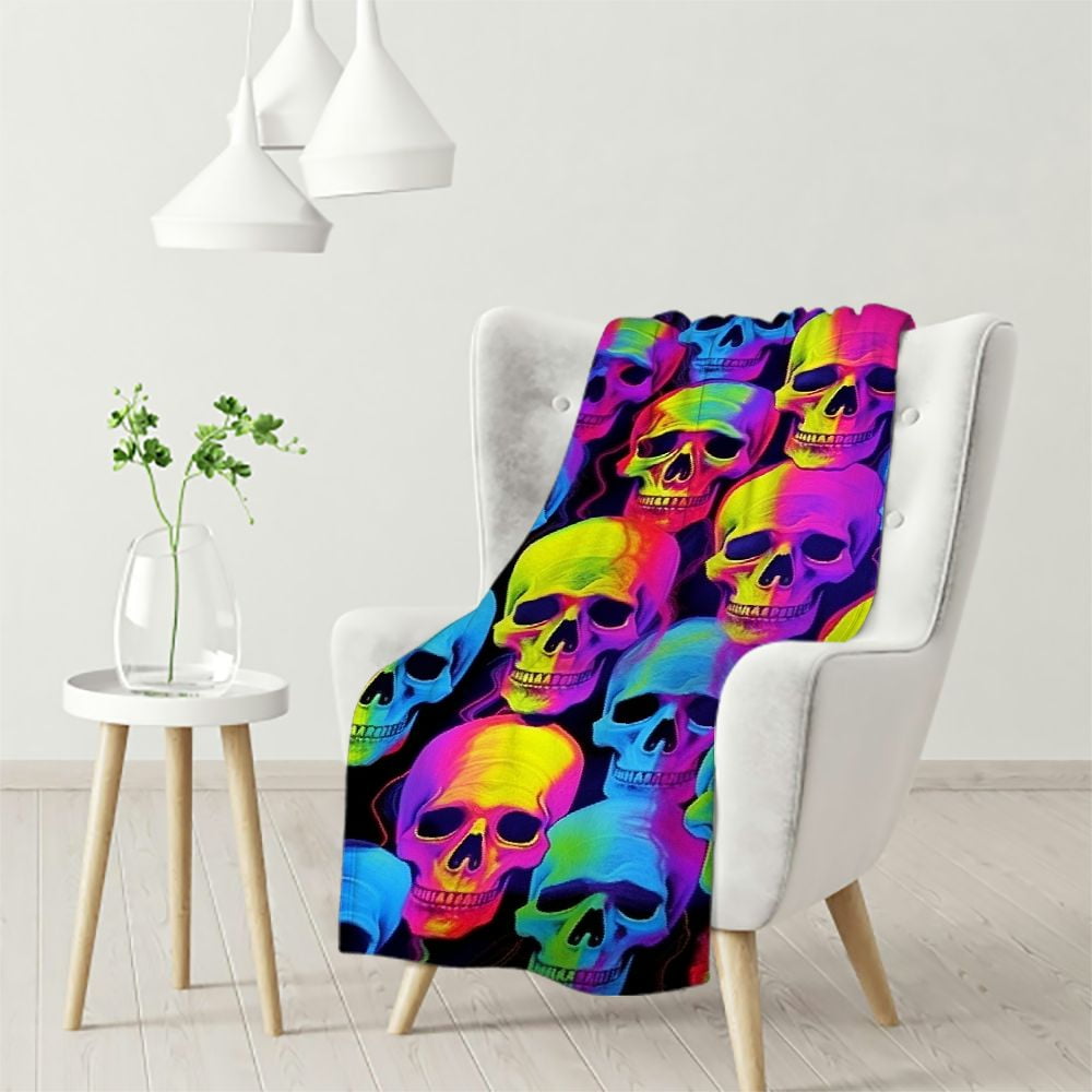 HENGT Skull Blanket Soft Warm Cozy Colorful Skeleton Blanket Fuzzy ...