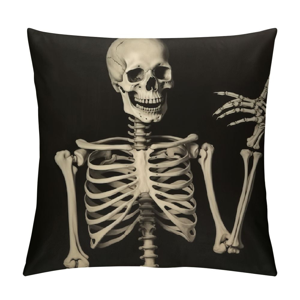 HENGT Skull Goth Funny Farmhouse Throw Pillow Covers Fall Skeleton ...