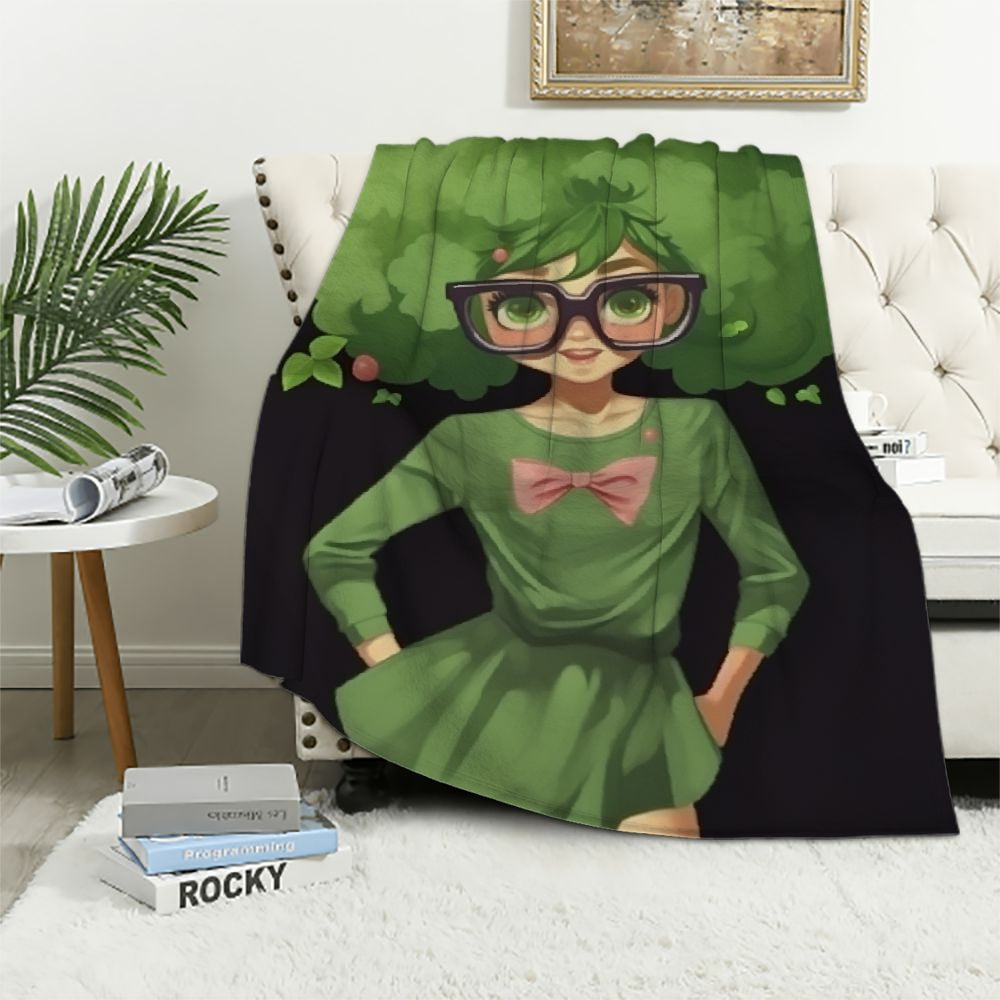 HENGT Smiling Broccoli Blanket Throw Blanket Soft Fuzzy Plush ...