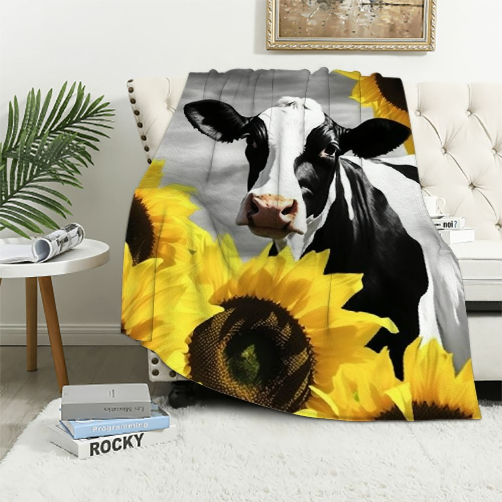HENGT Sunflower Throw Blanket Botanical Floral Plush Blankets and ...
