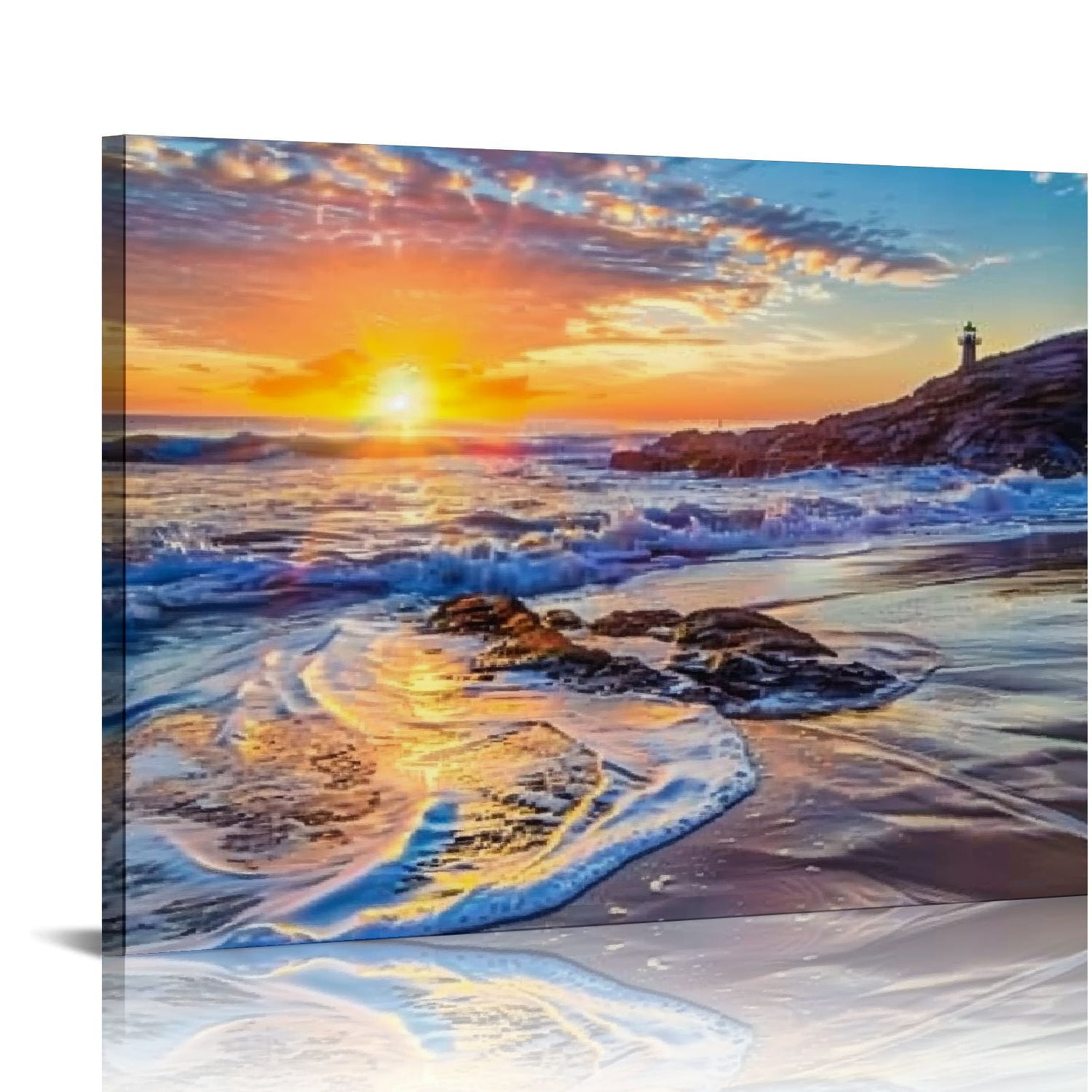 HENGT Sunset Sea Beach Modern Seascape Pictures Paintings on Canvas ...