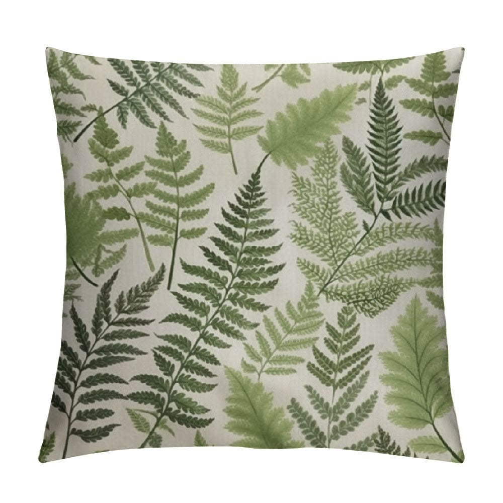 HENGT Throw Pillow Cover Green Leaf Floral in Vintage Style Leaves and ...