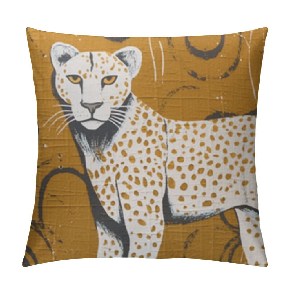HENGT Throw Pillow Cushion Cover Leopard Cheetah Pattern Chenille ...