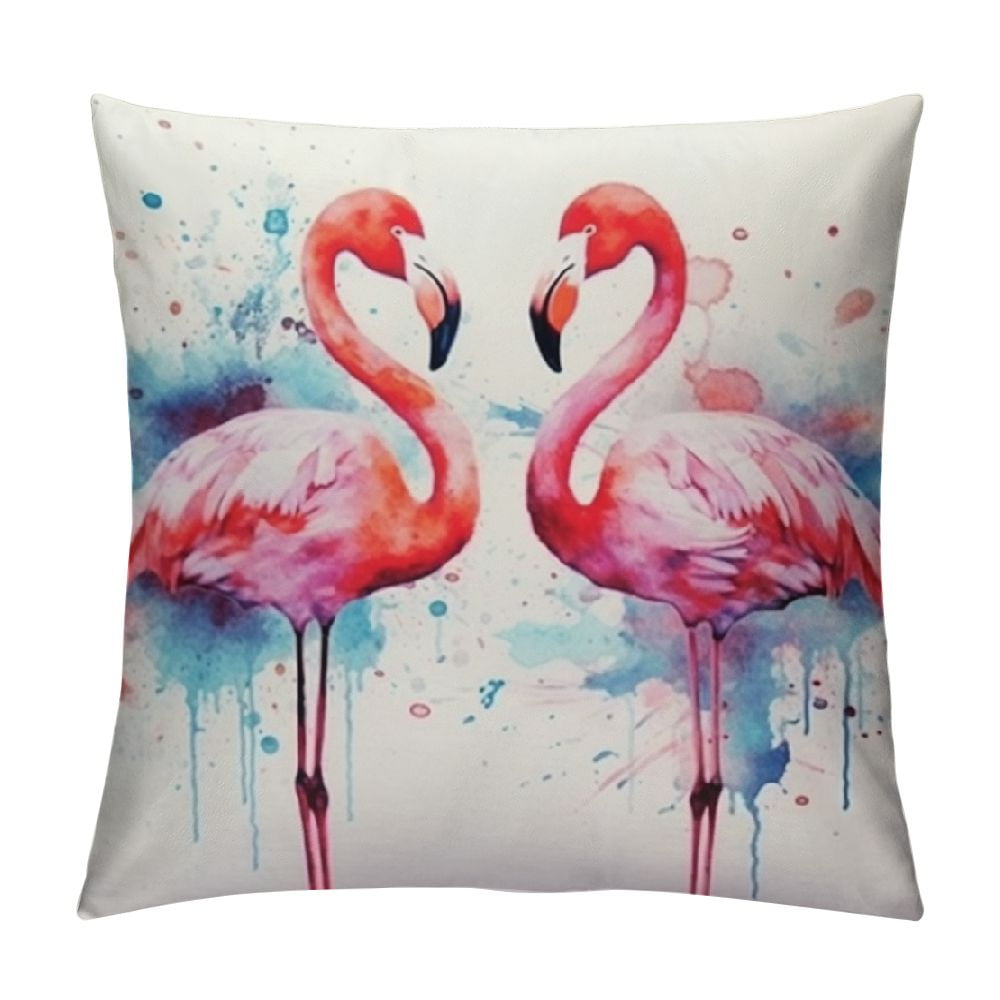HENGT Tropical Design Watercolor Pink Flamingo Throw Pillow Cases Home ...