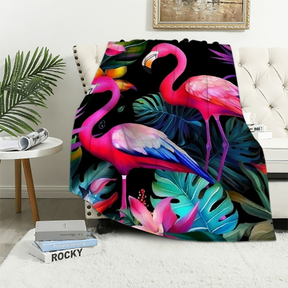 HENGT Tropical Flamingo Blanket Tropical Bird Throw Blanket Flamingo ...