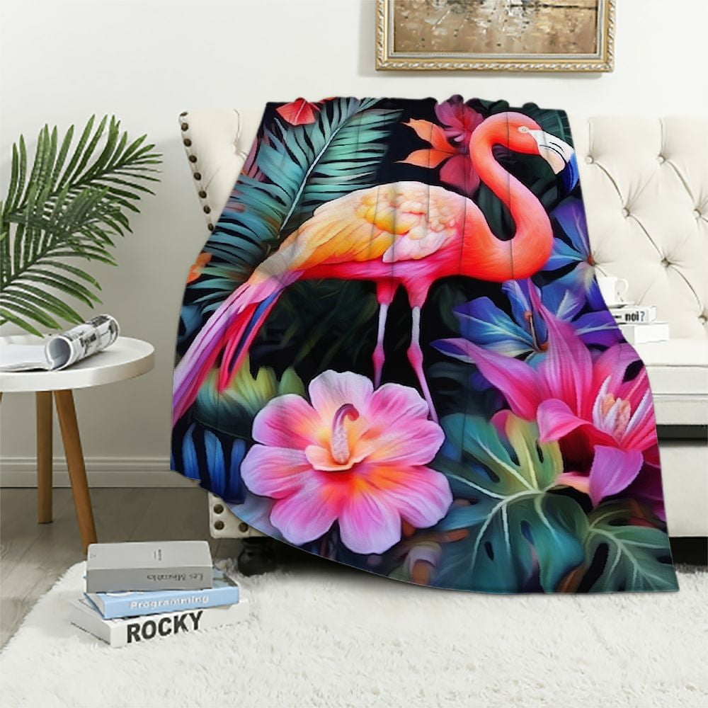 HENGT Tropical Flamingo Blanket Tropical Bird Throw Blanket Flamingo ...