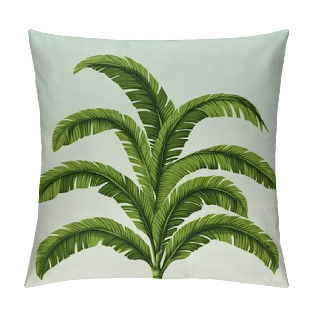 HENGT Tropical Leaves Throw Pillow Covers Green Palm Leaf Decorative Pillow Cases Outdoor ...