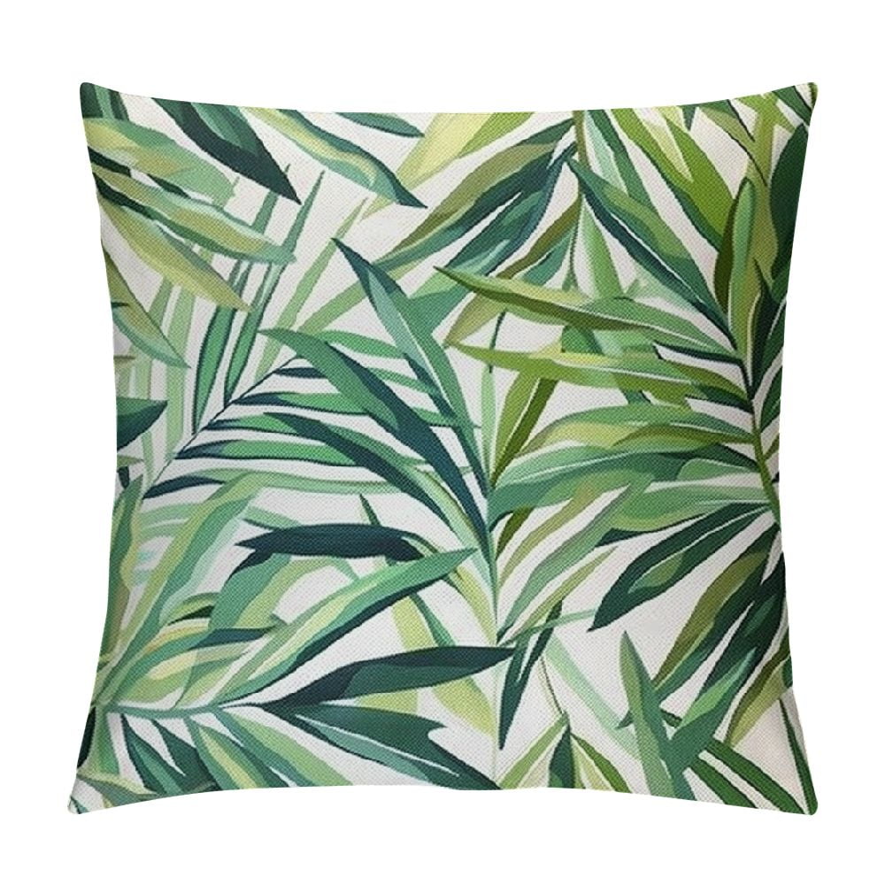 HENGT Tropical Leaves Throw Pillow Covers Green Palm Leaf Decorative ...