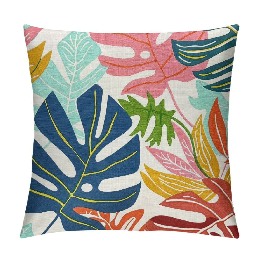 HENGT Tropical Pillow Covers Summer Hawaiian Style Coral Orange Aqua ...