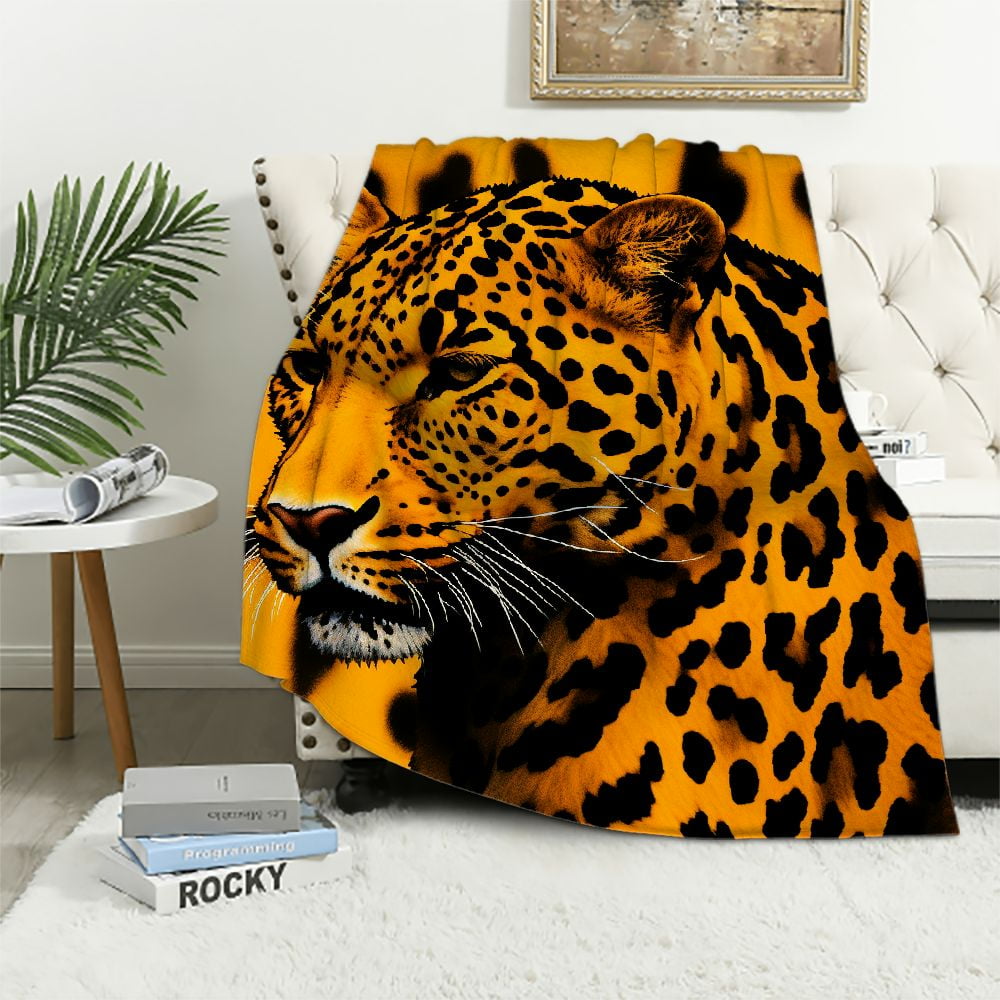 HENGT Velboa Super Soft Leopard Blanket Double Layer Bedding Thick Sofa ...