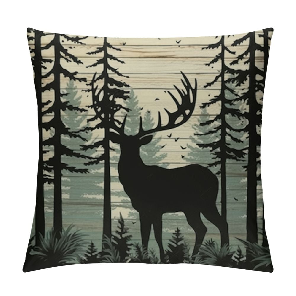 HENGT Vintage Wood Forest deer Throw Pillow Cover Pillowcase Camp Theme ...