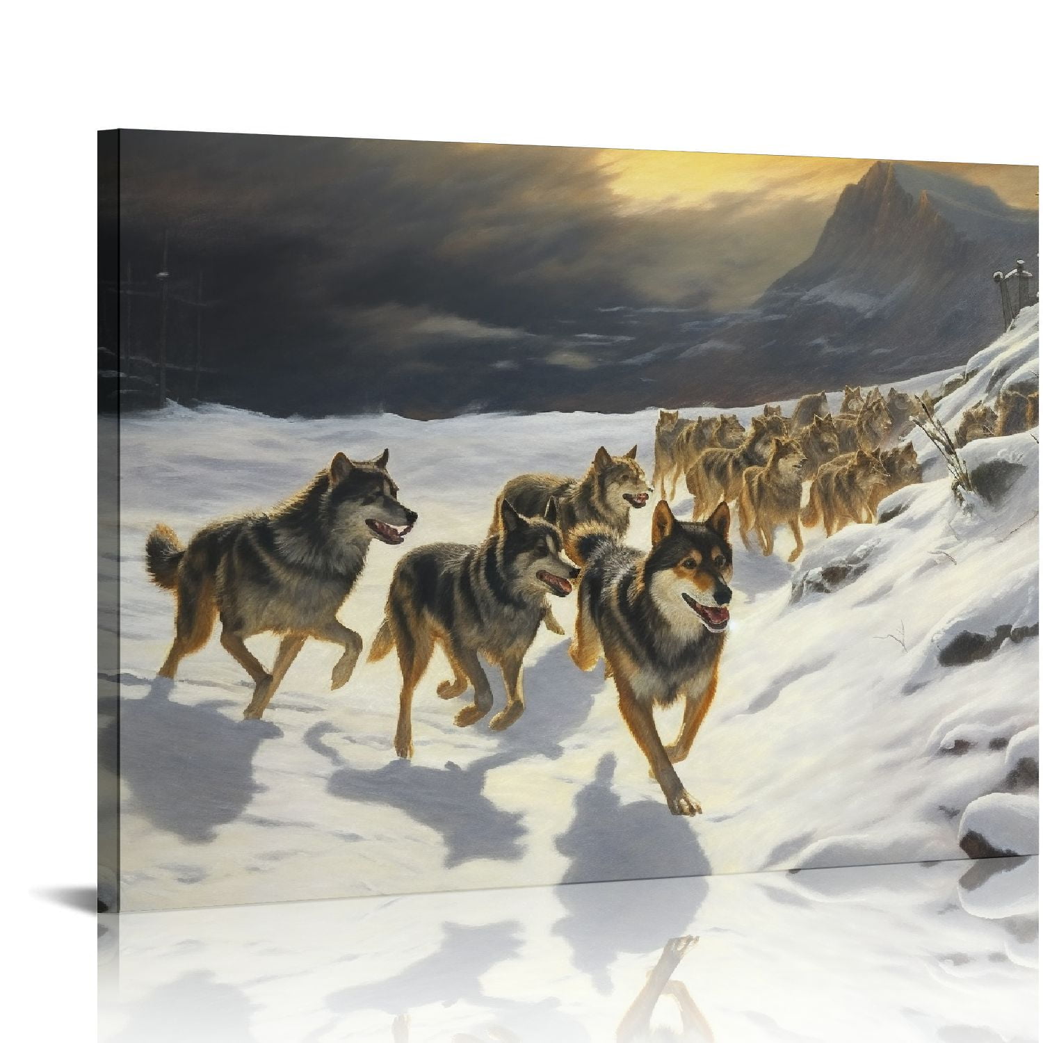 HENGT Wolves In The Snow Wolf Canvas Wall Art - Wolf Poster Wildlife ...