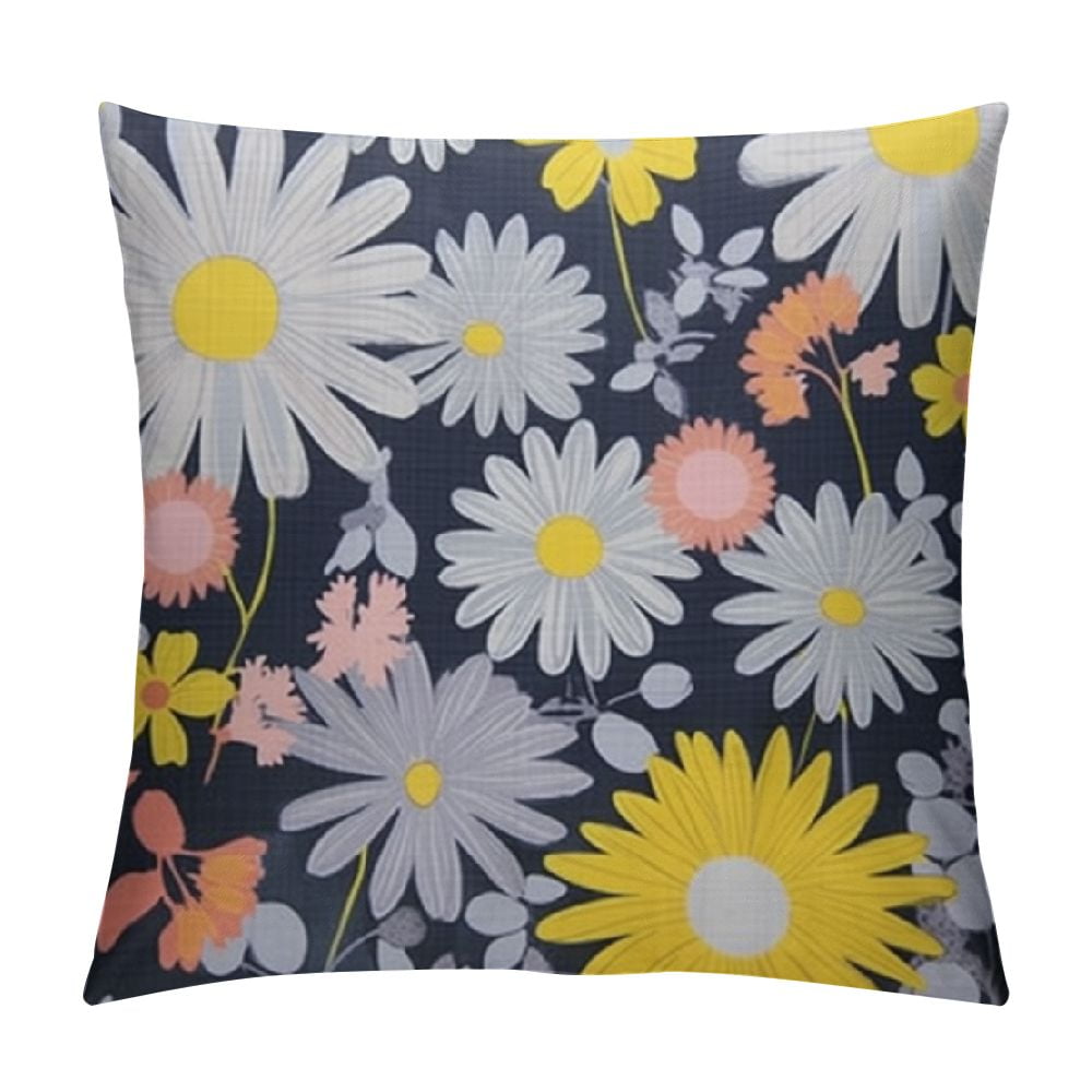 HENGT Yellow and Blue Decorative Pillow Covers Daisy Sunflower Yellow ...