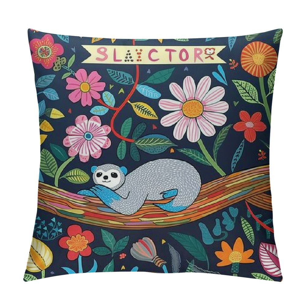 HENGT Cute Sloth Pillow Cases Tree Follow Your Dreams Quote Funny ...