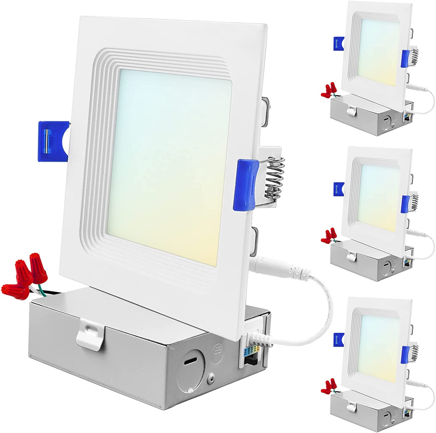 HENGXIN 4 Inch Ultra Thin Square LED Recessed Lighting, 12W, 5CCT Color ...