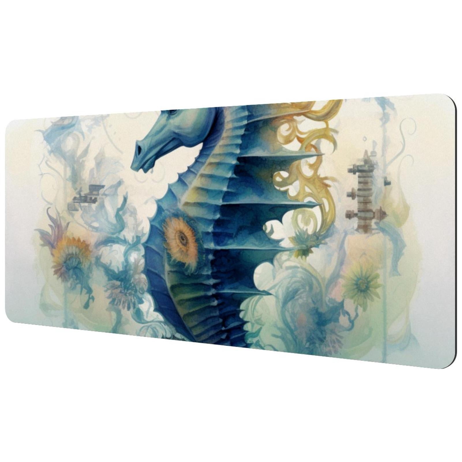 HEOEH Extra Large Mouse Pad, Art Seahorse Extended Desk Mousepad with ...