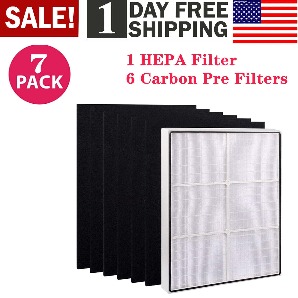 HEPA Filter with 4 Pre-Carbon Filters fits Whirlpool Whispure Air ...