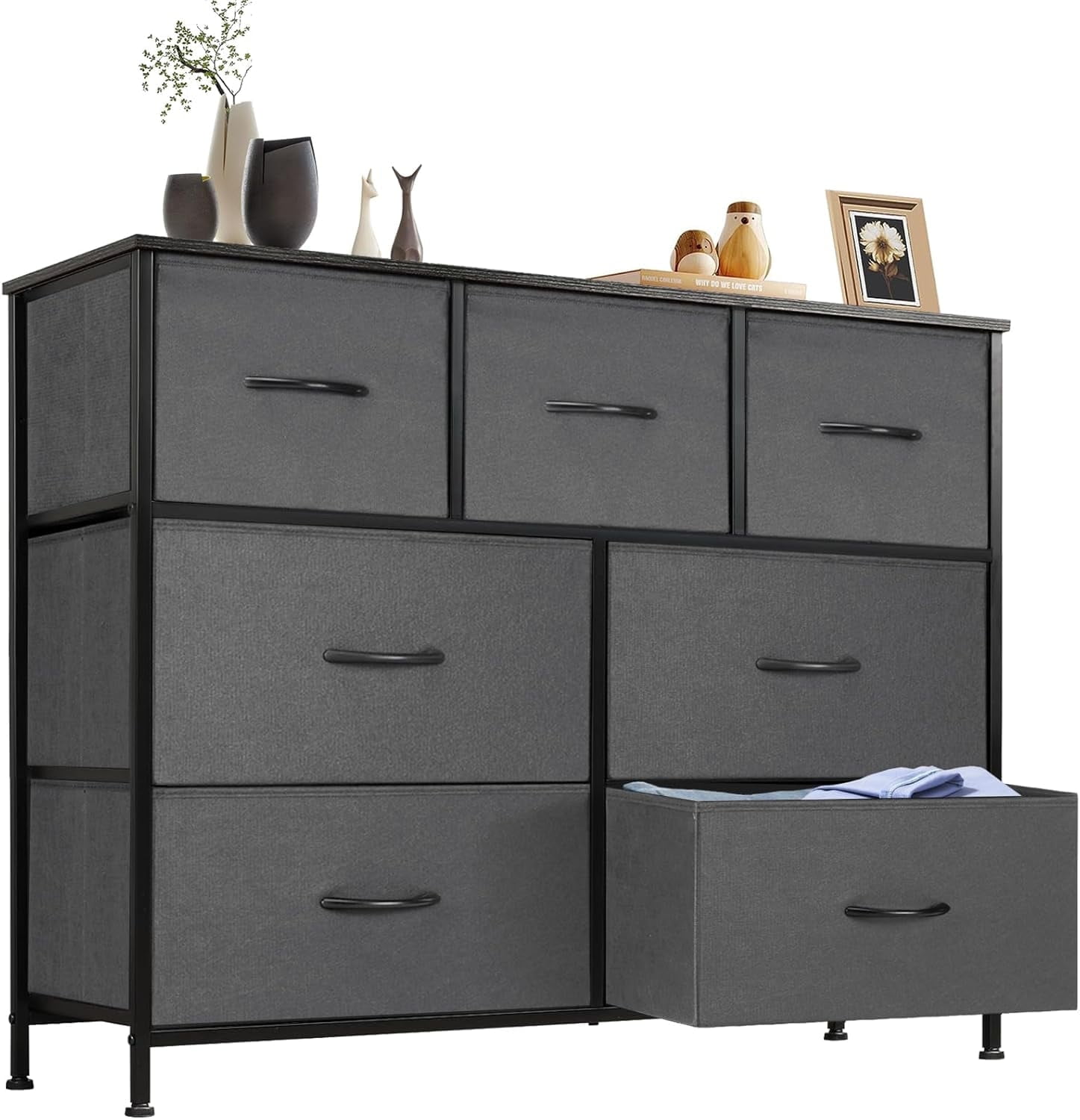 HEPFTURE 7-Drawer Fabric Dresser, Modern Chest of Drawers Storage Tower ...