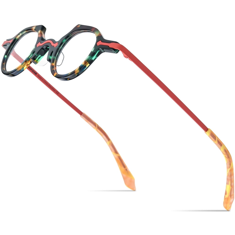 HEPIDEM Acetate Glasses Frame Alloy Temple Men Small Retro Cat Eye ...