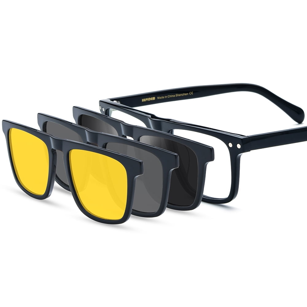 HEPIDEM Acetate Optical Glasses Frame Square Magnet Clip Eyeglasses ...