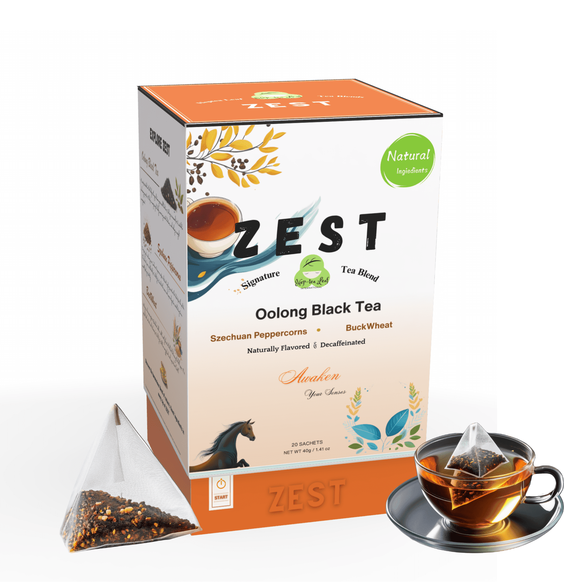 HEPTEA ZEST – Herbal Energy Tea Blend for Focus, Clarity & Daily Refresh, Invigorating Low ...