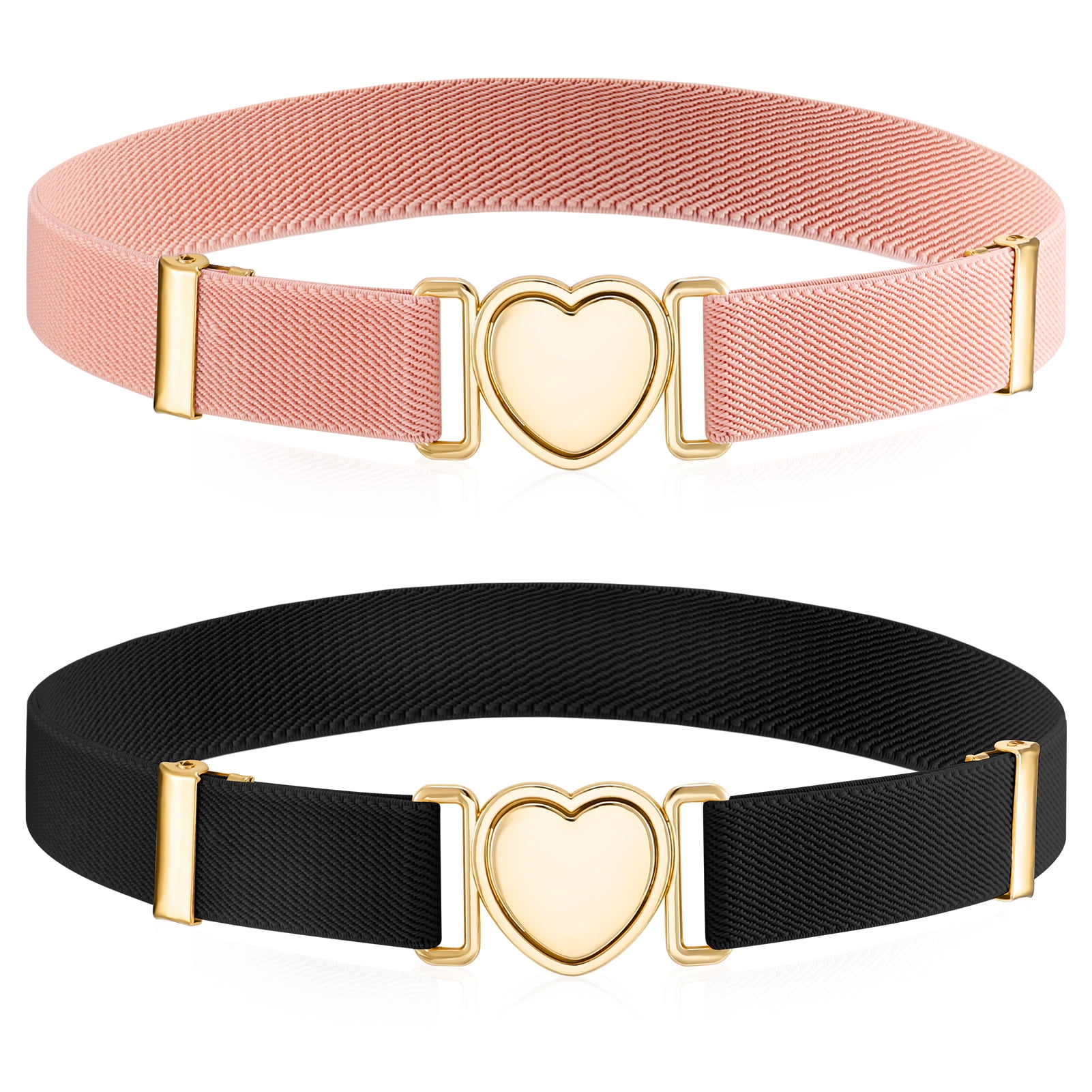 HEQUSIGNS 2 Pcs Kids Adjustable 18-30'' Heart Elastic Waist Belts for ...
