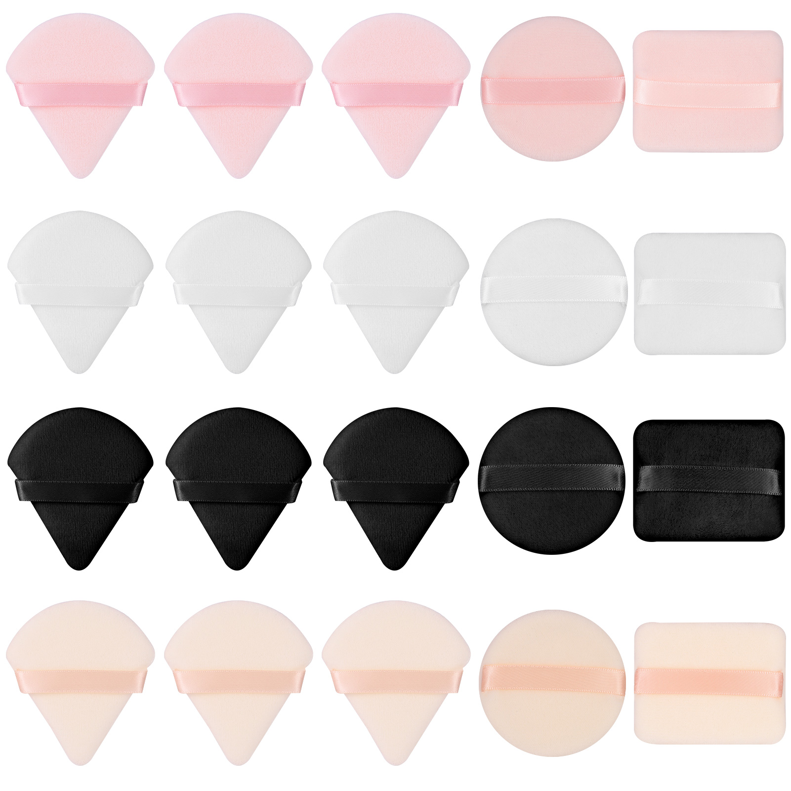 Powder Puff Large Velour Body Makeup Puffs with Satin Ribbon, 4 in., 3 ...