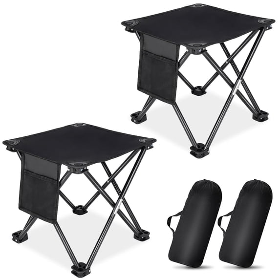 HEQUSigns Folding Camping Stool, Portable Outdoor Chair with Storage ...