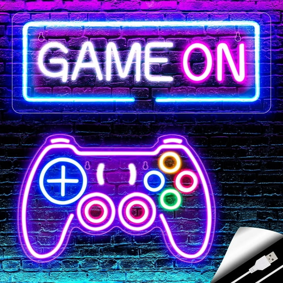 HEQUSigns Gaming Neon Sign Game On LED Wall Decor for Game Room Teen ...