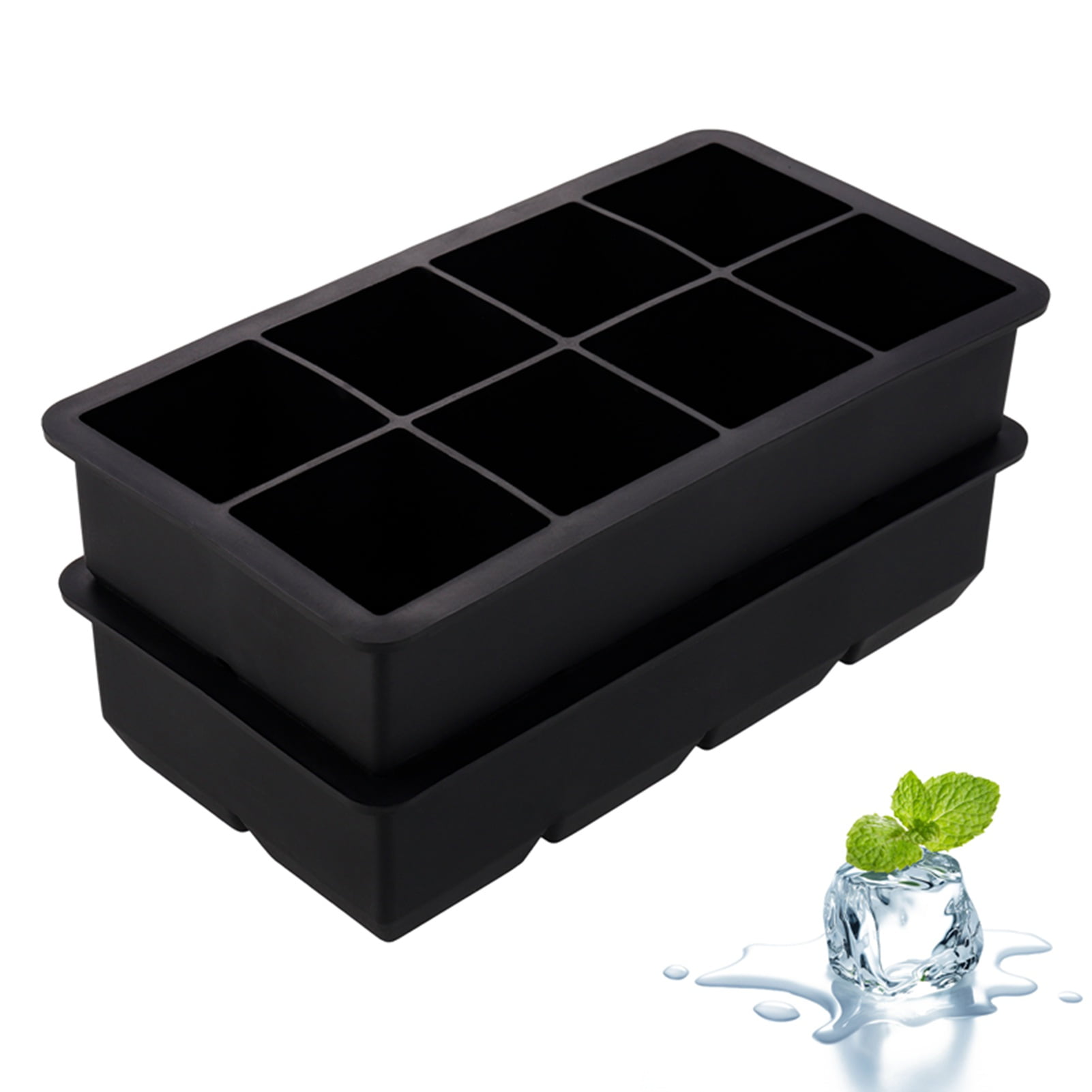 HEQUSIGNS 2Pcs Large Ice Cube Tray, Silicone Square Ice Cube Tray, Easy ...