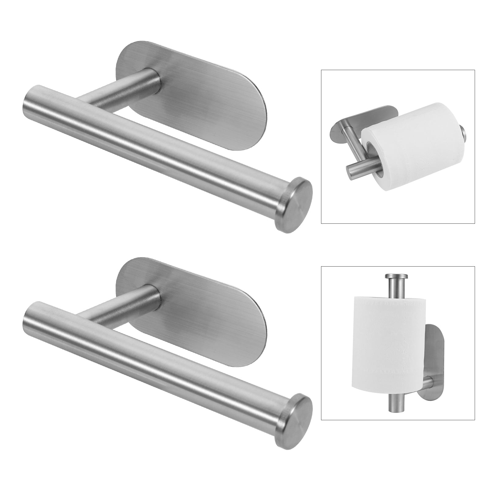 HEQUSIGNS 2Pcs Self Adhesive Toilet Paper Holder, Stainless Steel, Wall ...