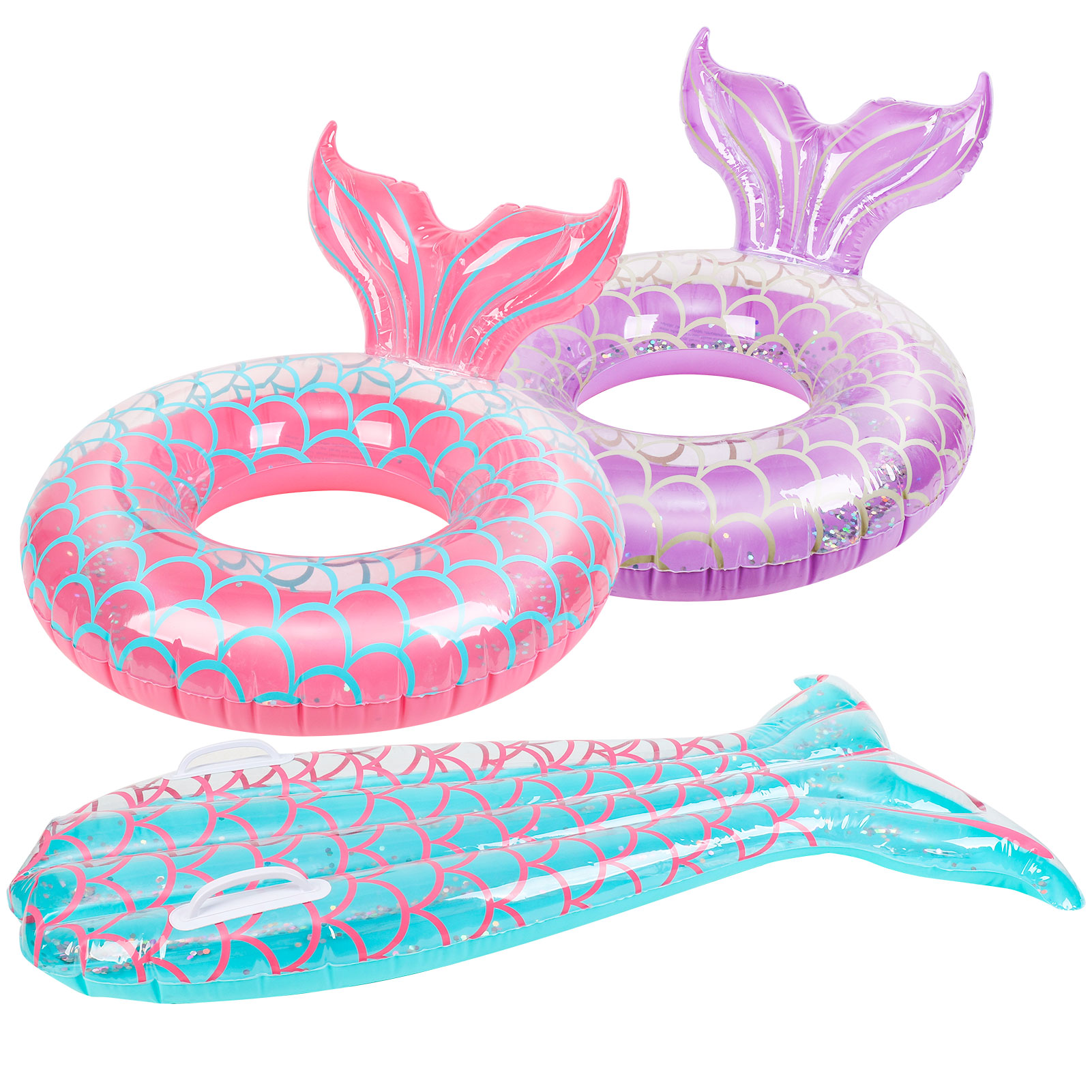 TreasureGurus Inflatable Swimming Mermaid Pool Floats (2 Pieces ...