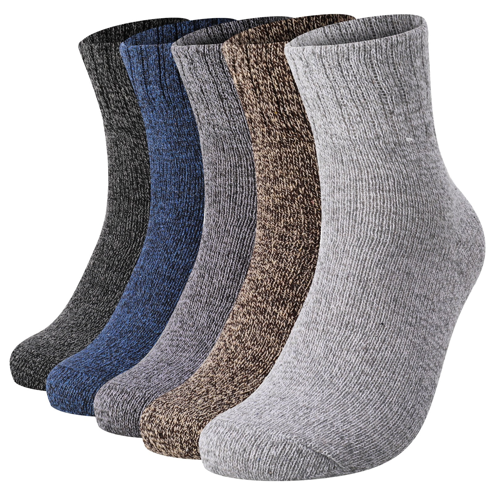 HEQUSIGNS 5 Pairs Cold Weather Men's Wool Socks, Insulated Thick ...