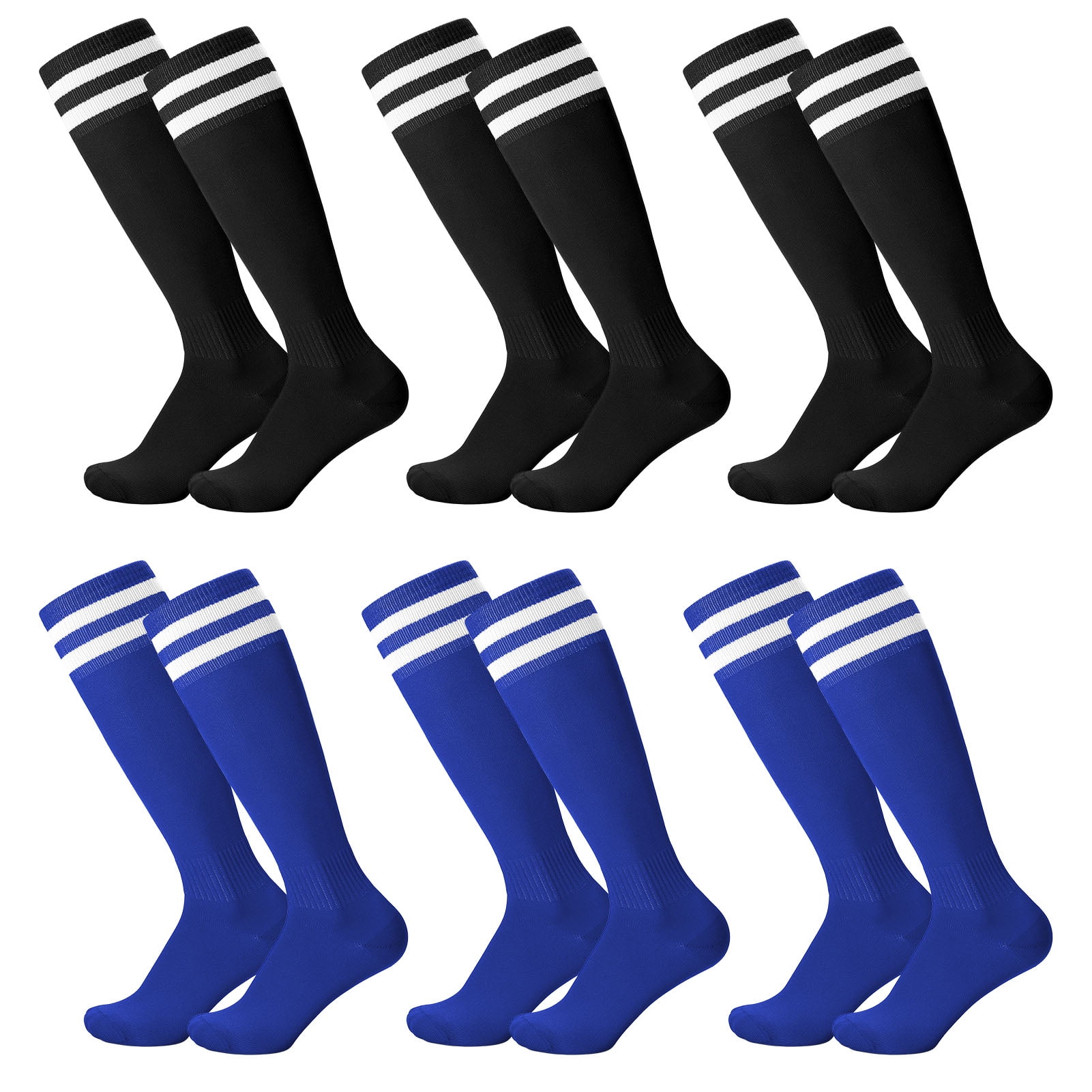 HEQUSIGNS 6 Pairs Kids Soccer Socks, Youth Knee Socks, Unisex Anti-slip ...