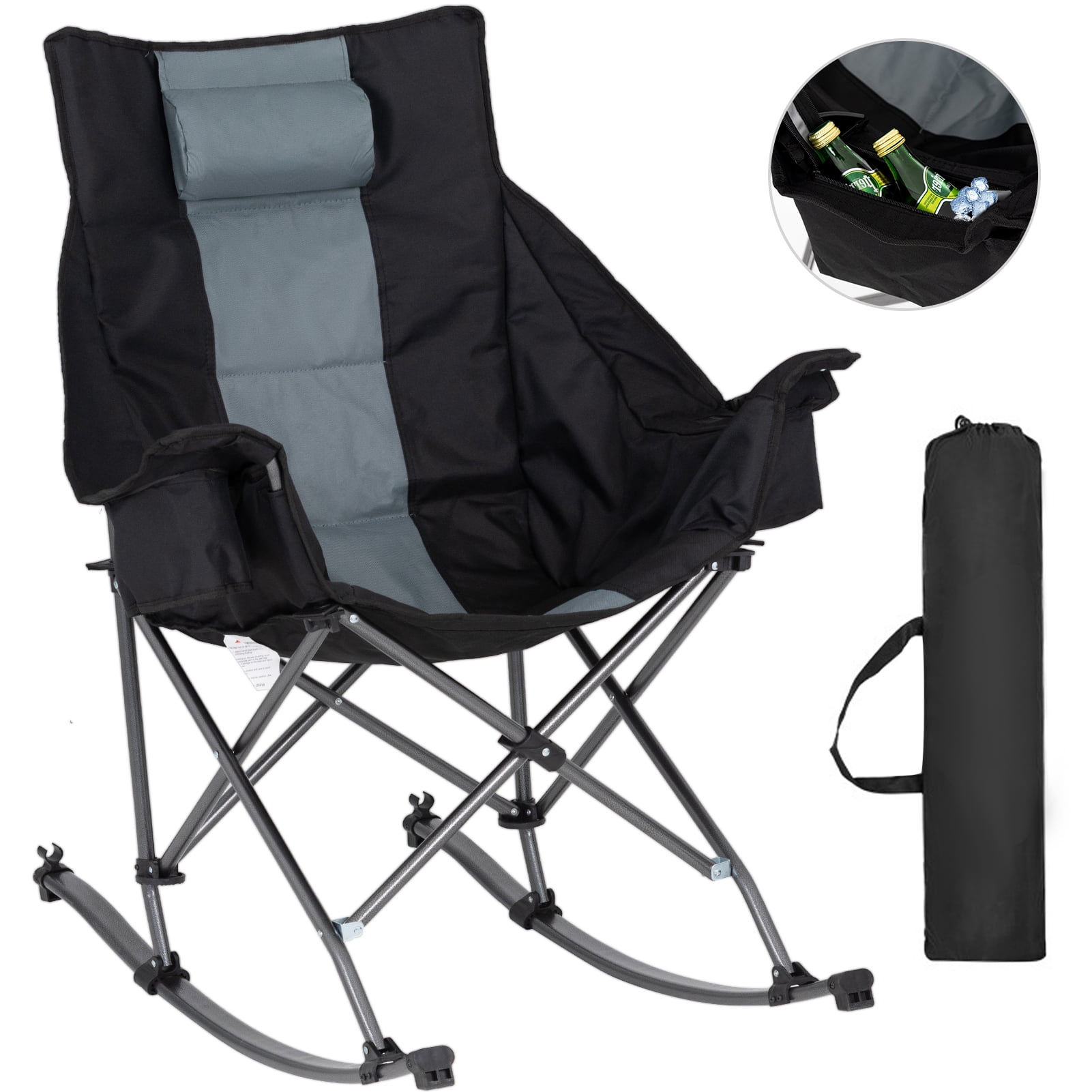 Hequsigns Folding Rocking Camping Chair Portable Rocker Camp Lawn