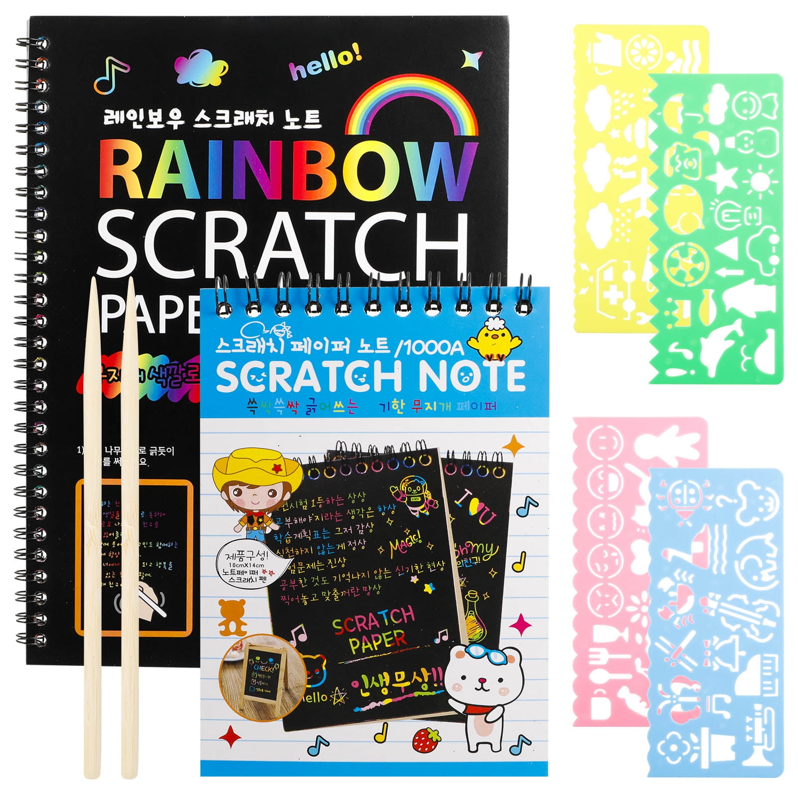HEQUSIGNS Rainbow Scratch Paper Art Notebooks, Rainbow Scratch Drawing ...