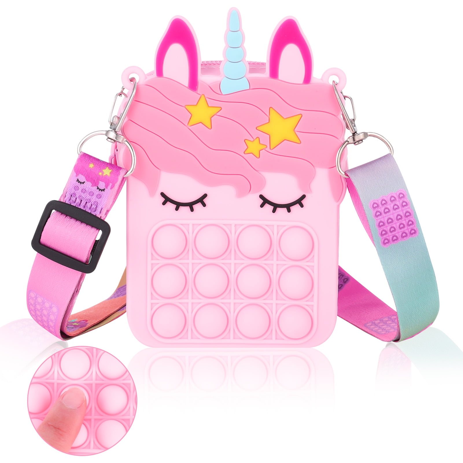 HEQUSIGNS Unicorn Pop Purse for Girls, Unicorn Push Bubble Sensory ...