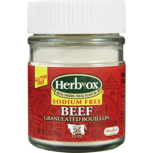 HERB-OX Sodium Free Beef Flavor Bouillon Granules, Roast Broth, 3.3 oz ...